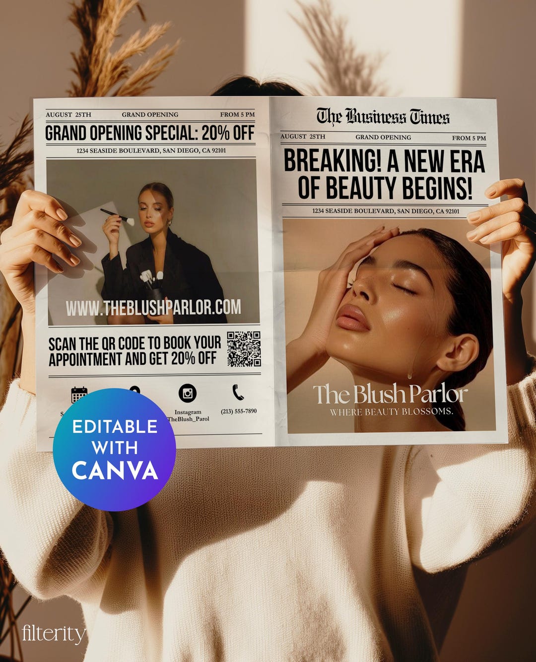 Business Newspaper Announcement Template, Salon Newspaper Ad, Newspaper ...