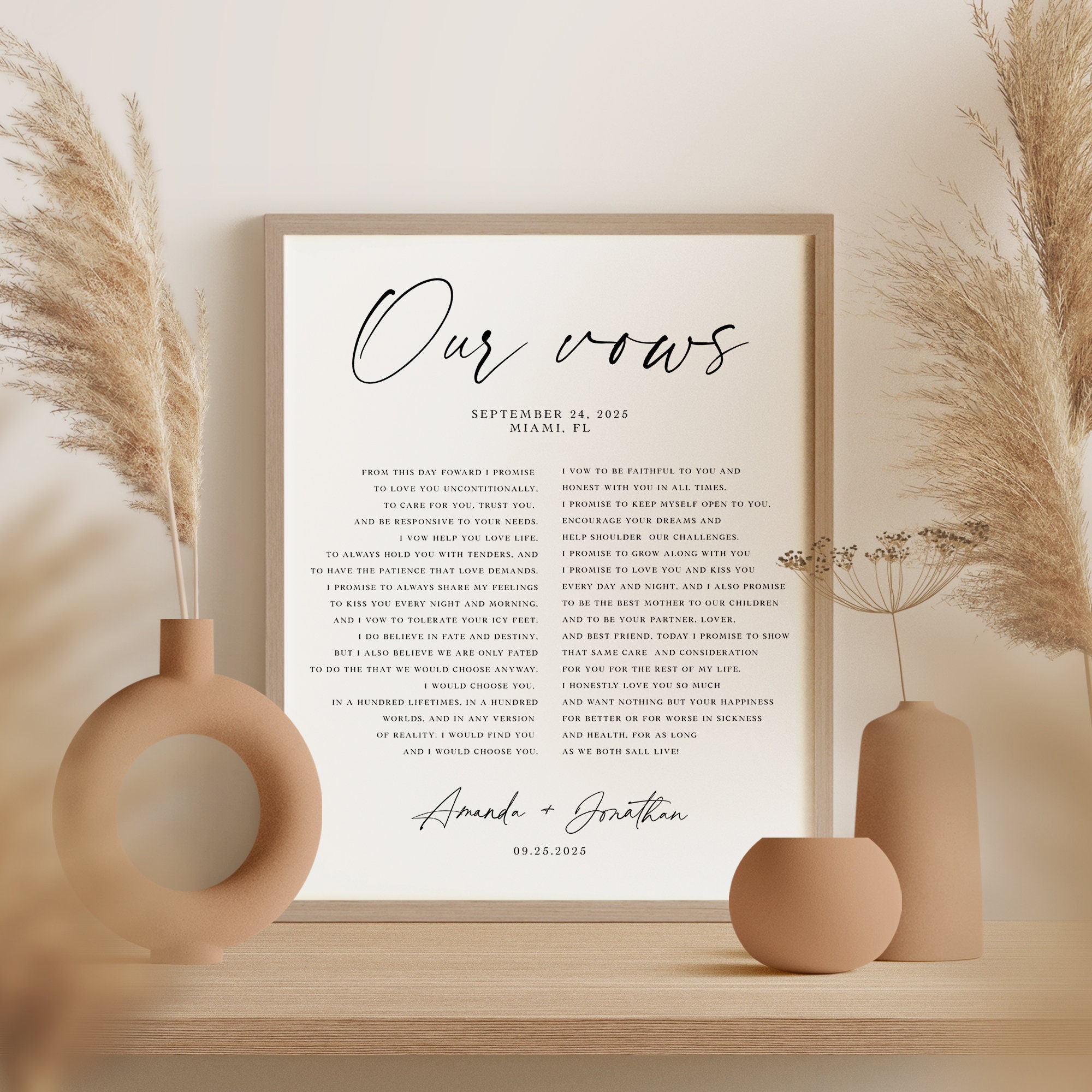 His and Hers Wedding Vows Wall Art Print Template Instant - Etsy Australia