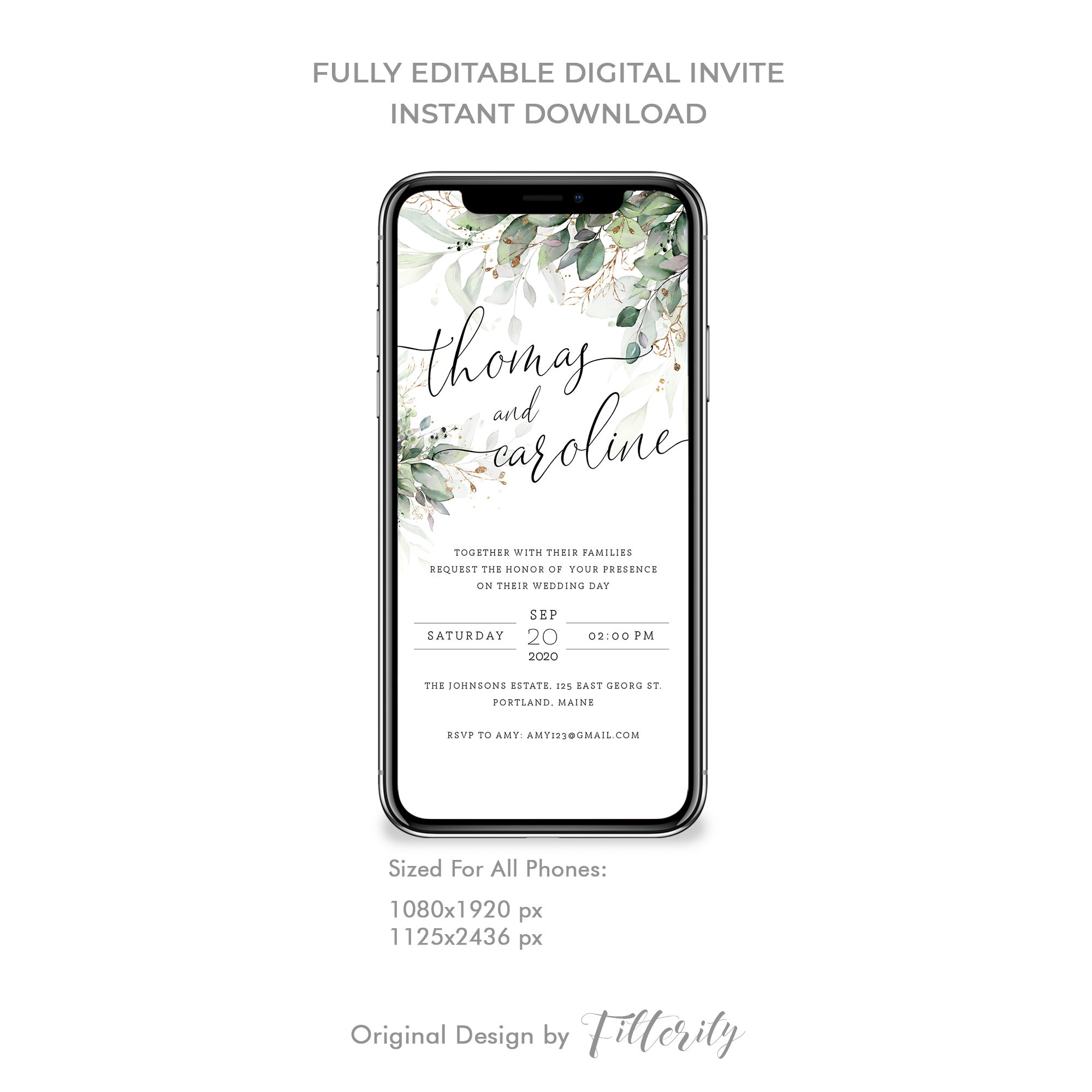 Wedding Invitation Digital Electronic Invitation Template - Etsy