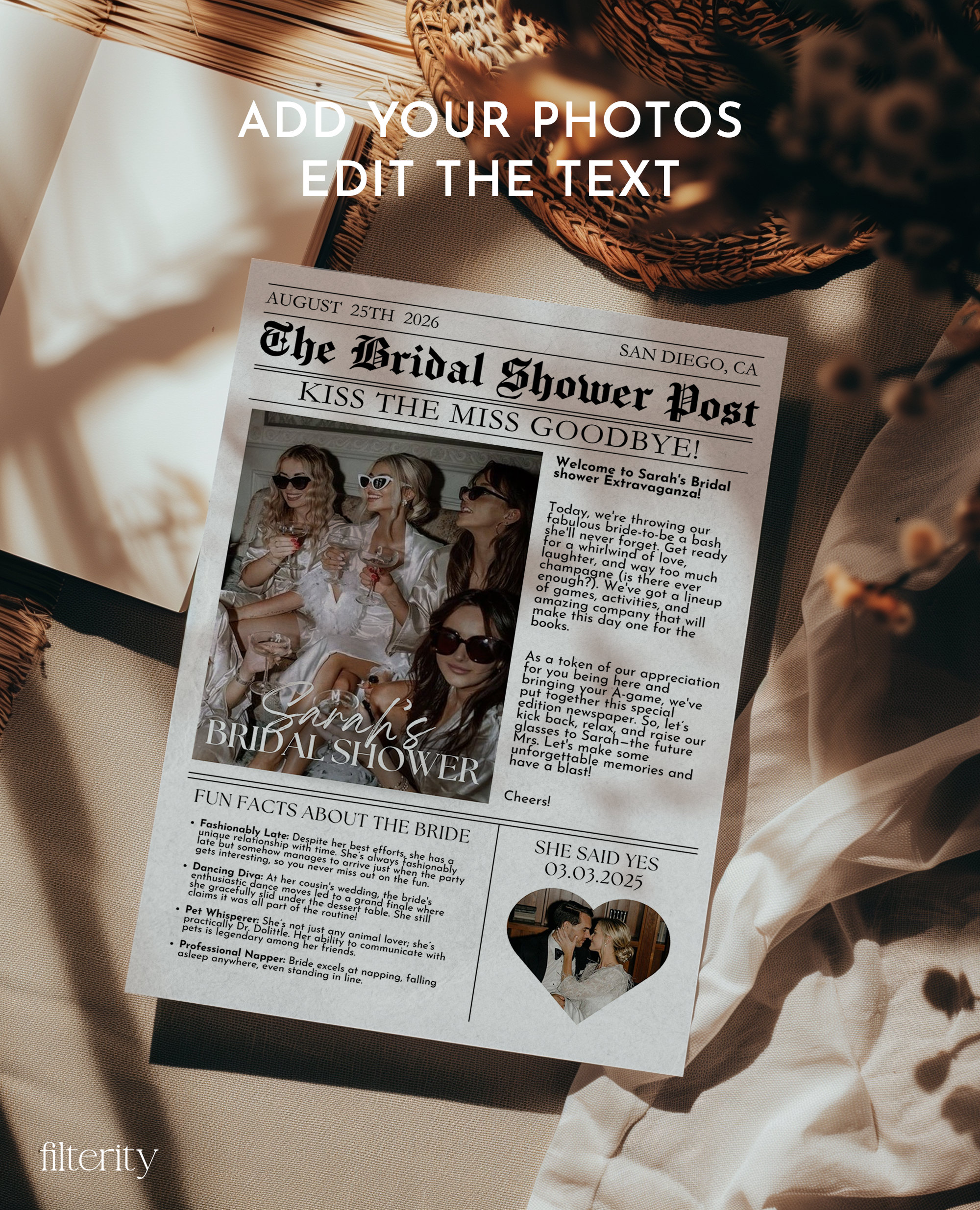 Bridal Shower Newspaper Template With Games, Bridal Shower Newspaper ...