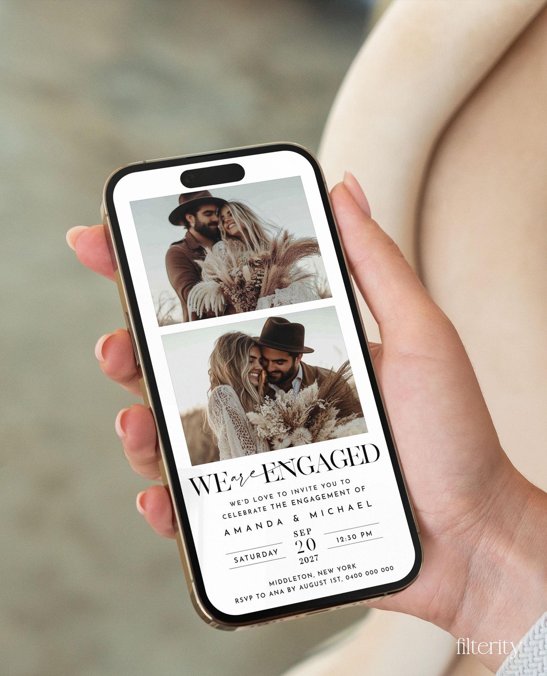 Digital Engagement Party Invitation Template With Photo, Engagement ...