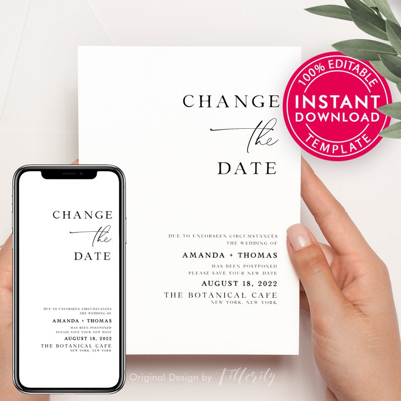 Change The Date Save The Date Change The Date Template Save | Etsy