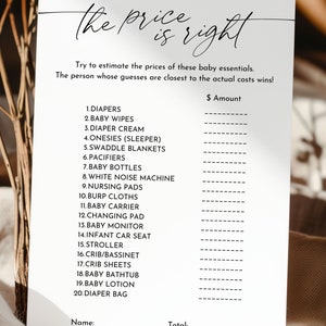 The Price is Right Baby Shower Game With Answer Keys - Baby Price is ...