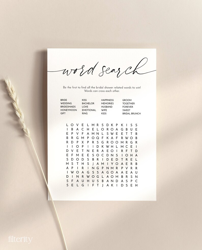Bridal Word Search Printable Bridal Shower Game Bridal - Etsy