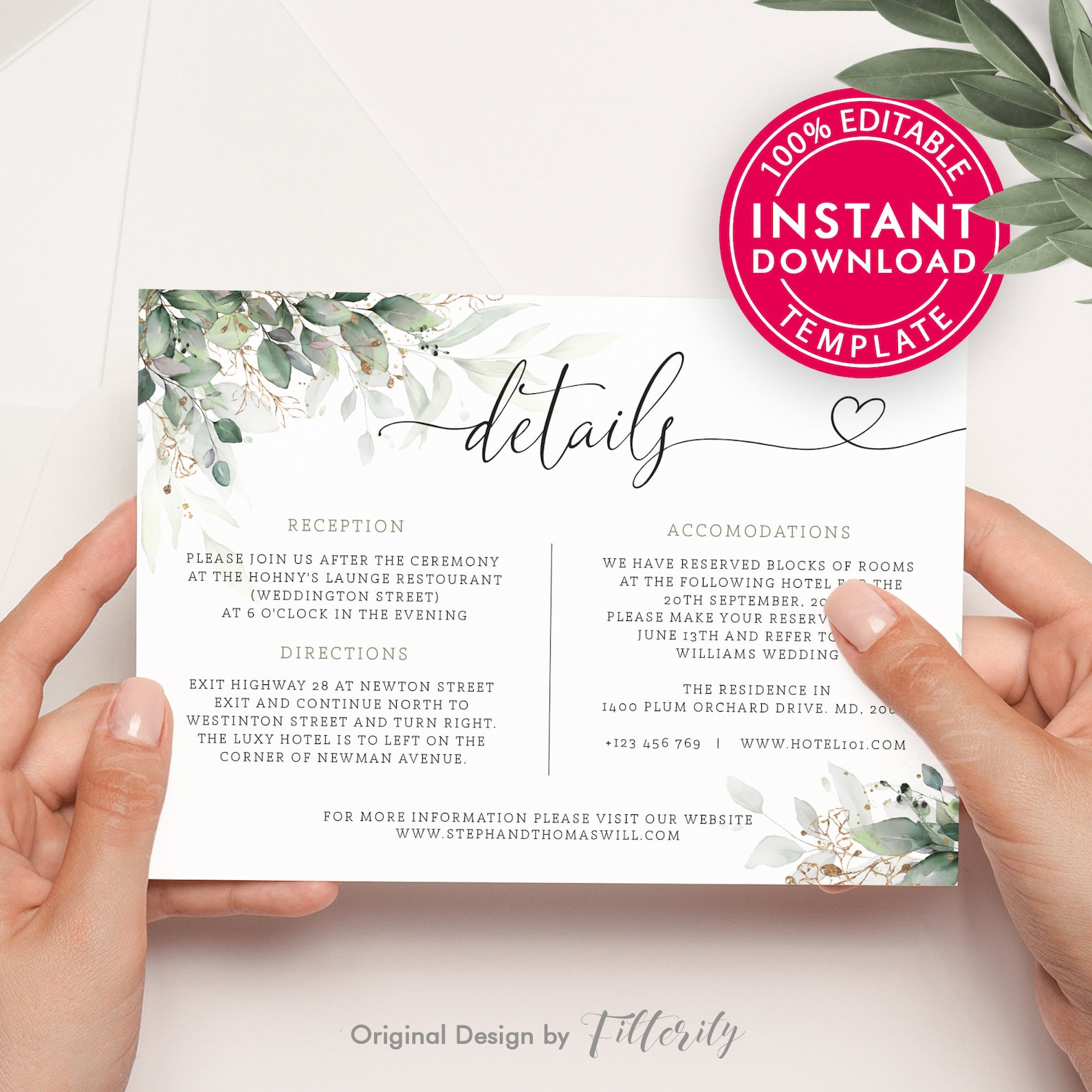 Details Card Template Wedding Details Card Wedding Details - Etsy