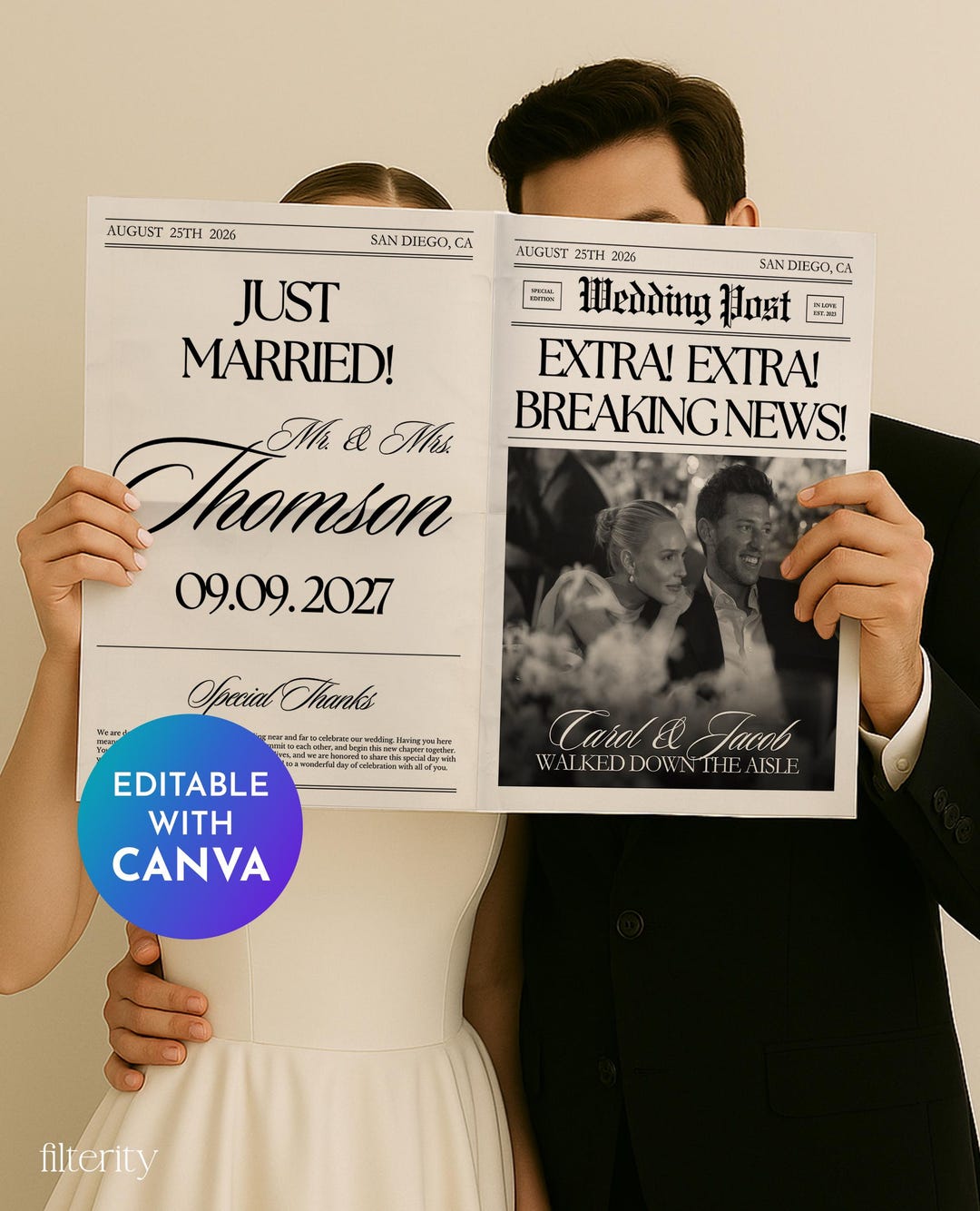 Wedding Newspaper Template With Photo, Wedding Newspaper Template ...