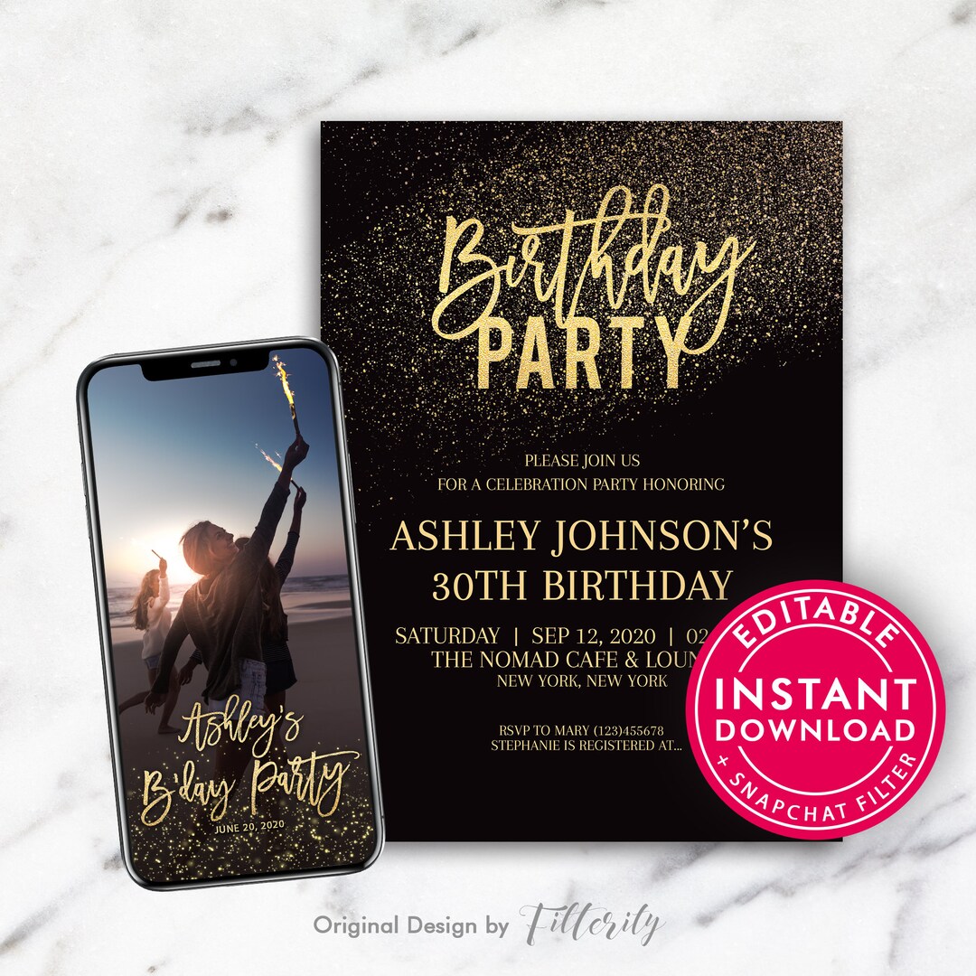 Birthday Party Invitations, Birthday Invitations, Snapchat Filter ...
