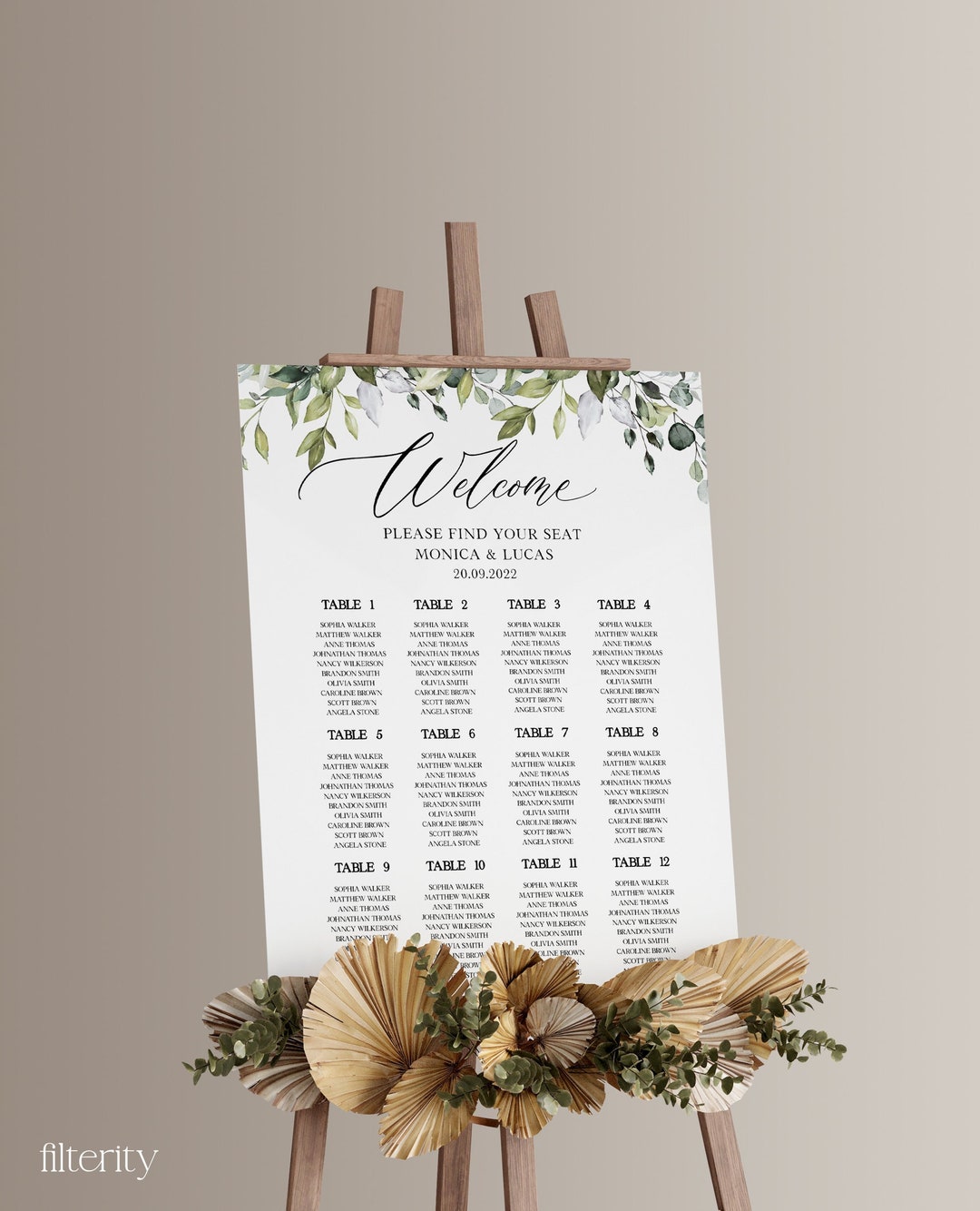 Wedding Seating Chart Template, Wedding Seating Chart Board, Printable ...