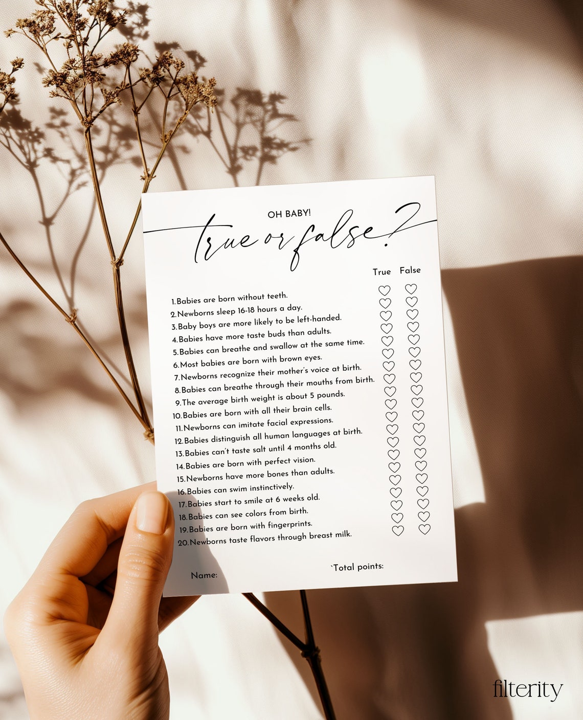 Baby Shower Game True or False With Answer Keys - Fun Baby Shower Game ...