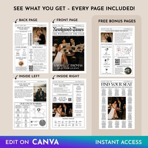 Newspaper Wedding Program Template - Order of Service, Wedding Day ...