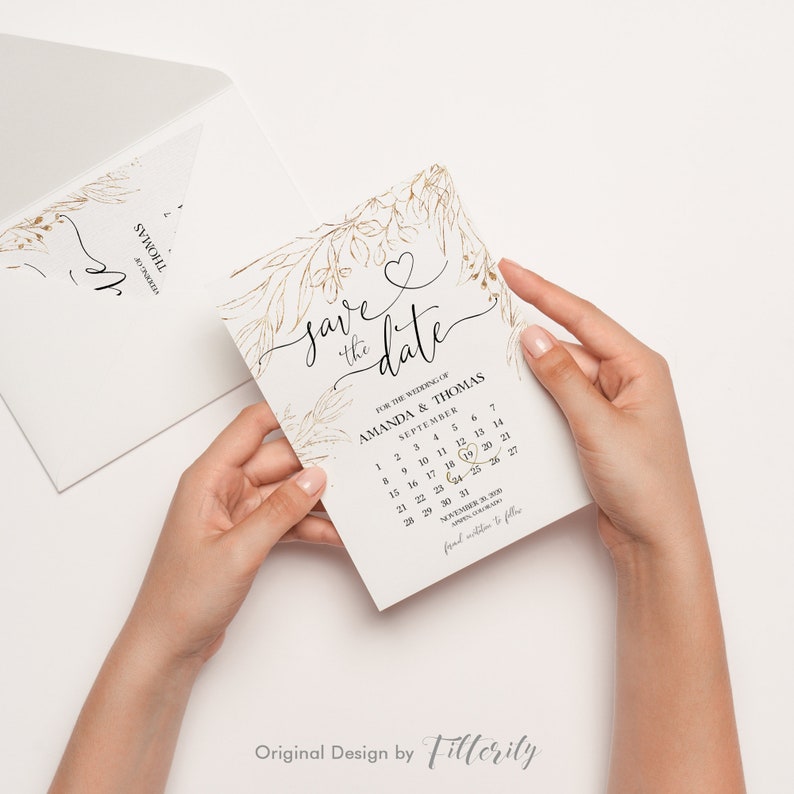 Minimalist Save the Date Template With Calendar Save the Date - Etsy