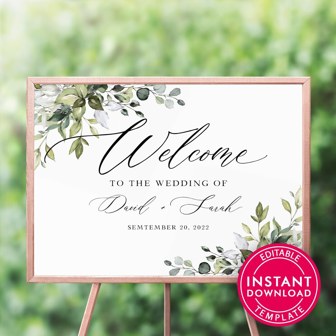 Wedding Welcome Sign Template, Welcome Sign Wedding, Wedding Welcome ...