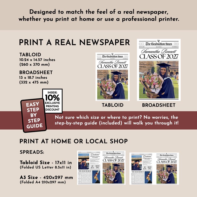 Graduation Newspaper | Canva Template | Graduation Invitation ...