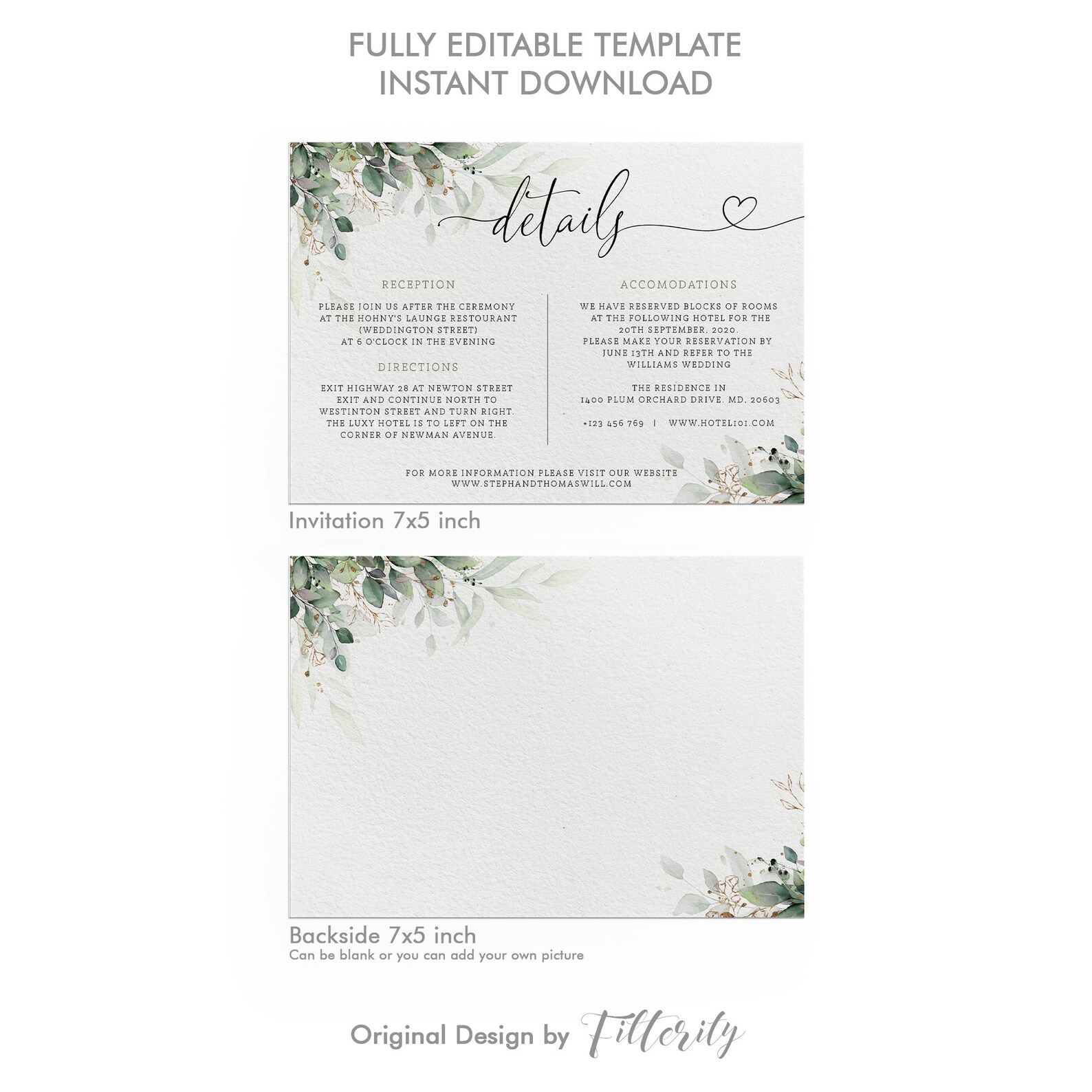 Details Card Template Wedding Details Card Wedding Details - Etsy