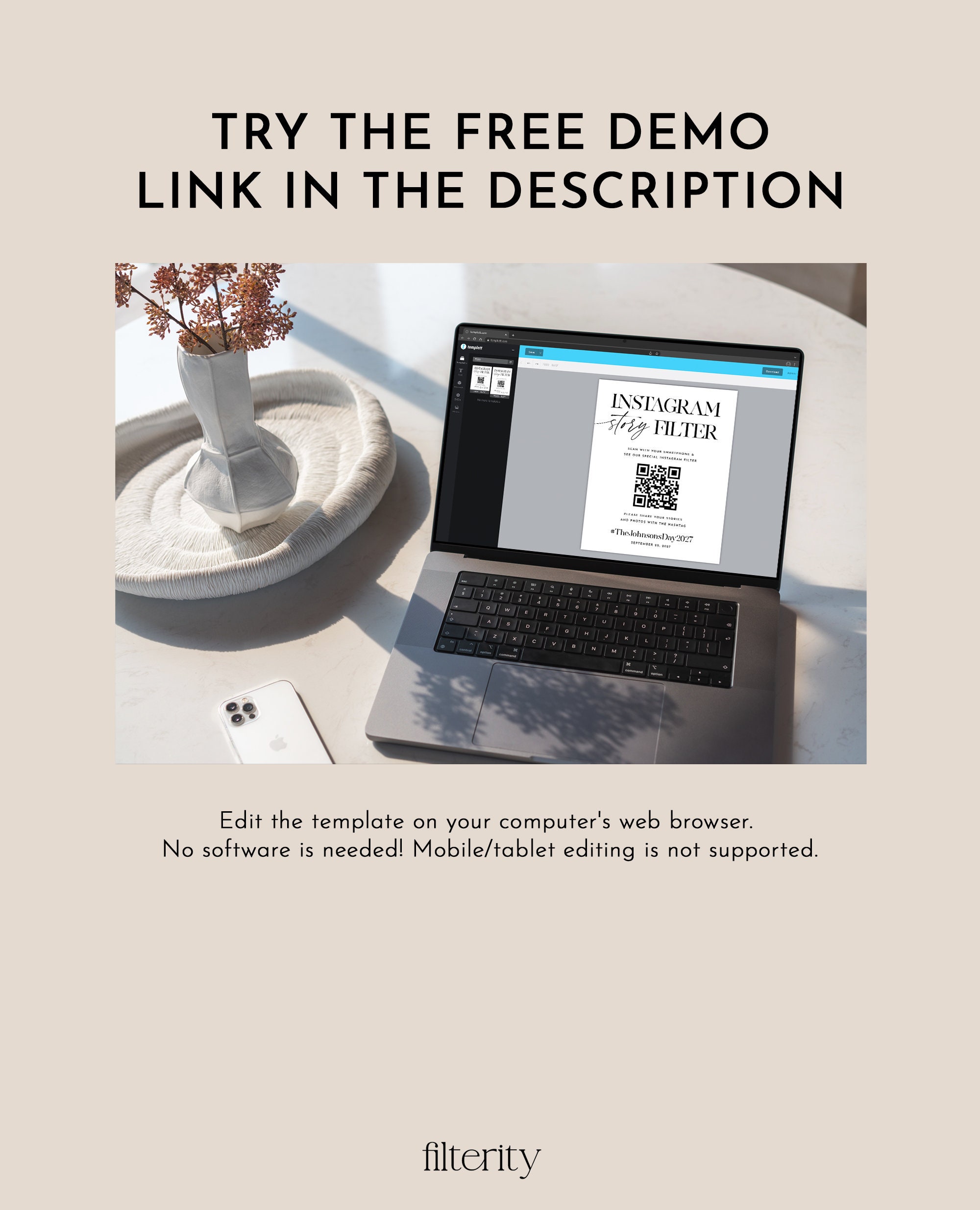 Wedding Instagram Story Filter QR Code Sign Template Share - Etsy