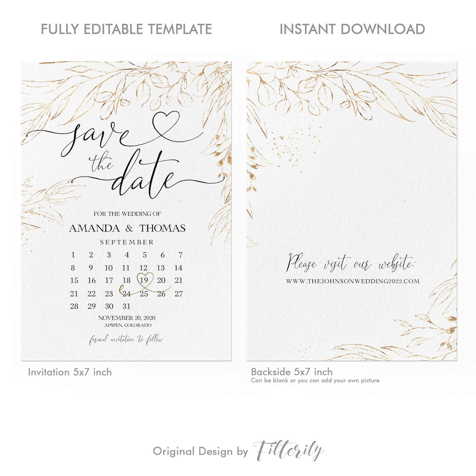 Minimalist Save the Date Template With Calendar Save the Date - Etsy
