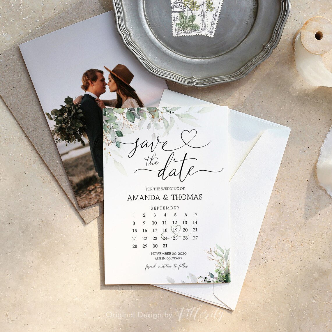 Save the Date Calendar Save the Date Template With Photo - Etsy