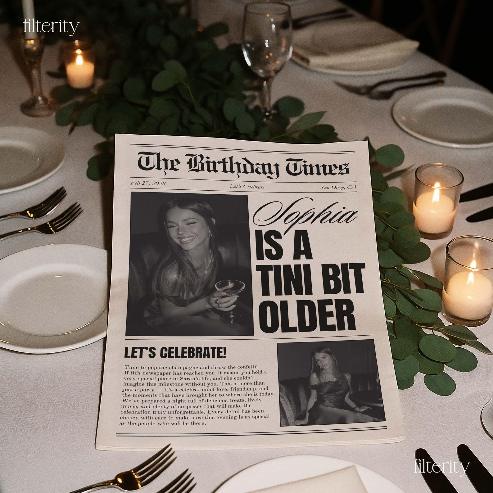 A Tiny Bit Older Newspaper, Birthday Newspaper Canva Template, Birthday ...