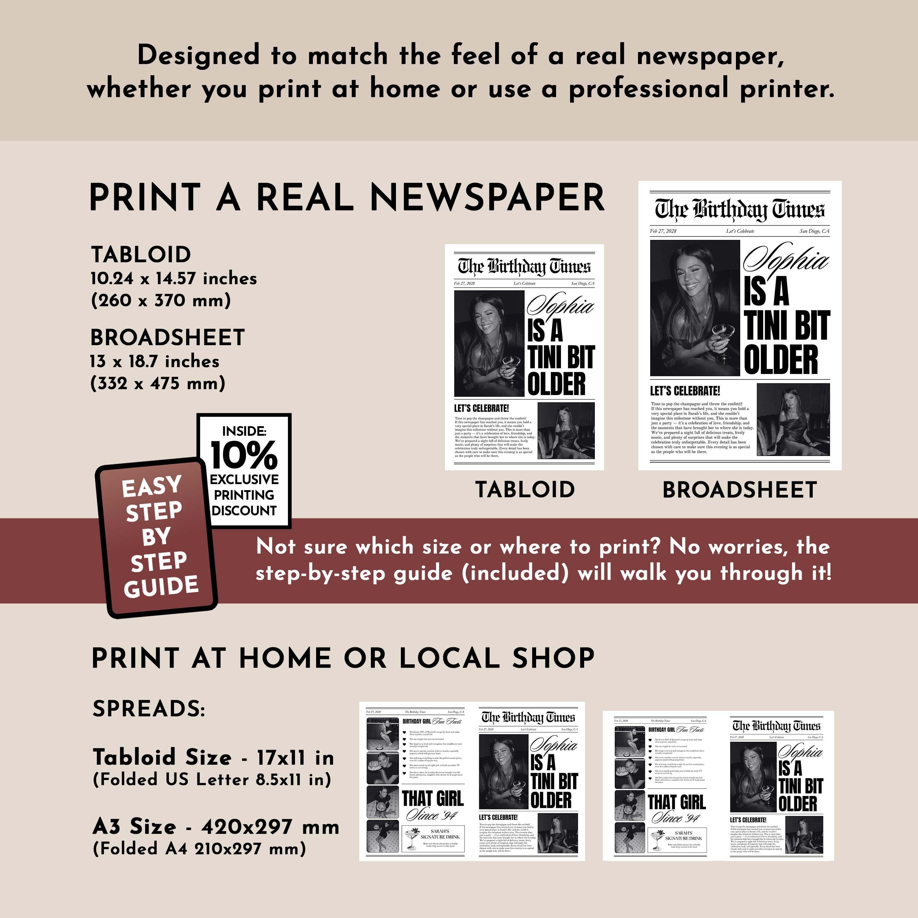 A Tiny Bit Older Newspaper, Birthday Newspaper Canva Template, Birthday ...