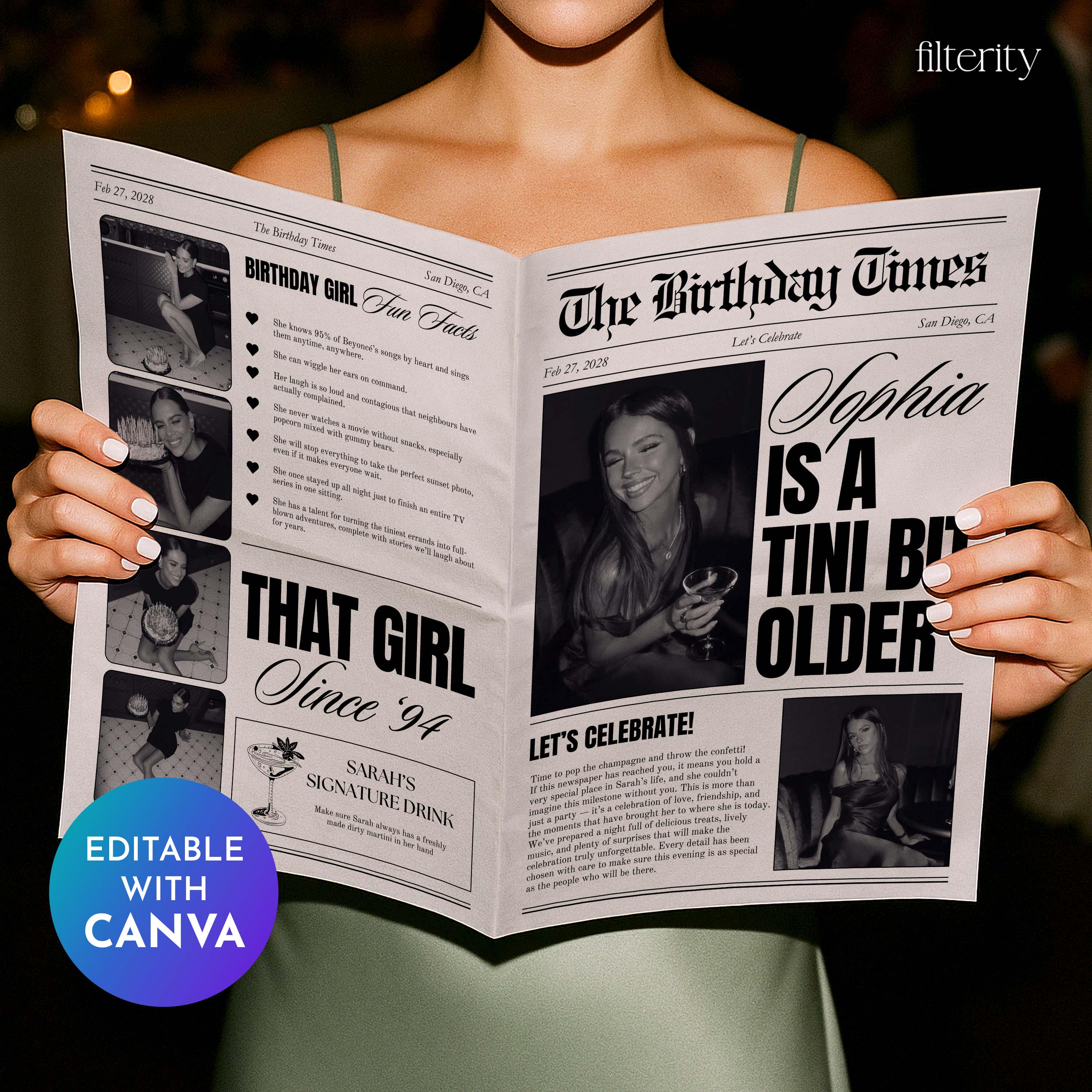 A Tiny Bit Older Newspaper, Birthday Newspaper Canva Template, Birthday ...