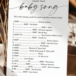 Name That Baby Song - Name That Baby Tune, Printable Baby Shower Game ...