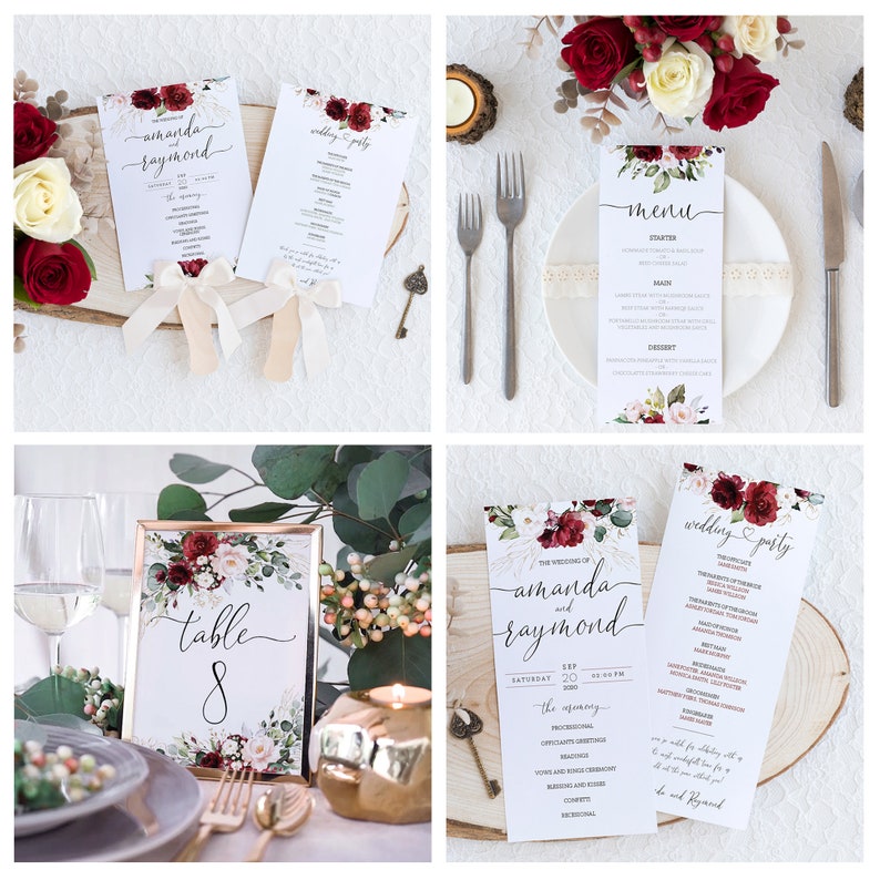 Printable Wedding Invitation Set Template Download, Wedding Invitations ...