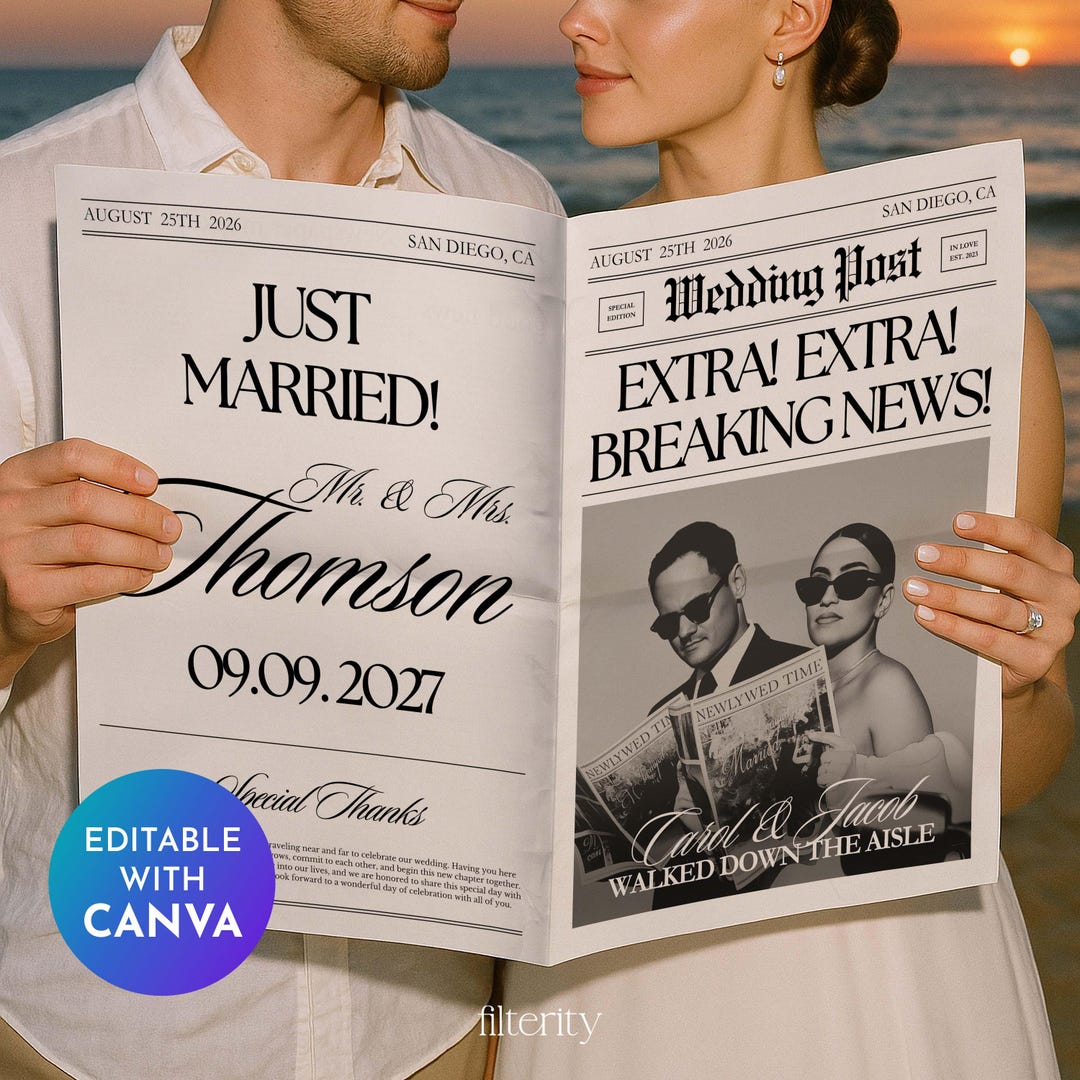 Wedding Newspaper Template With Photo, Wedding Newspaper Template ...