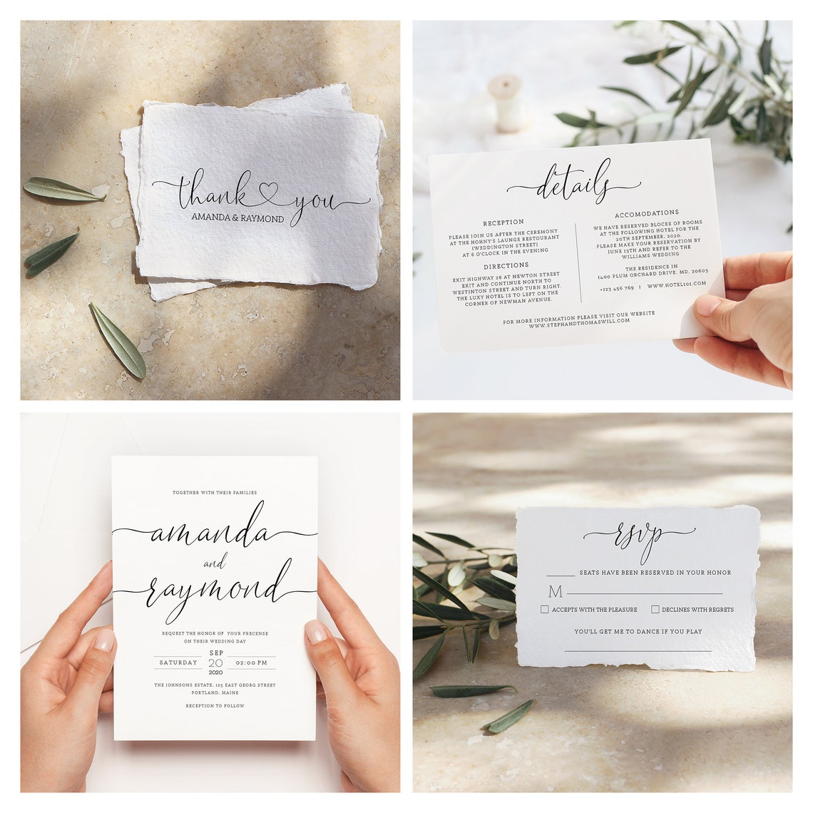 Printable Wedding Invitation Set Template Download Wedding | Etsy