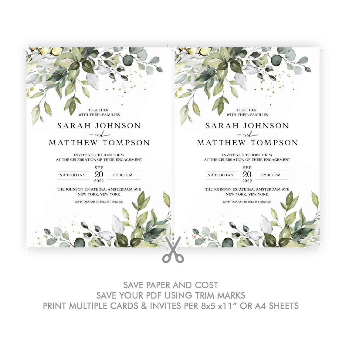 Printable Wedding Invitation Set Template Download, Wedding Invitations ...