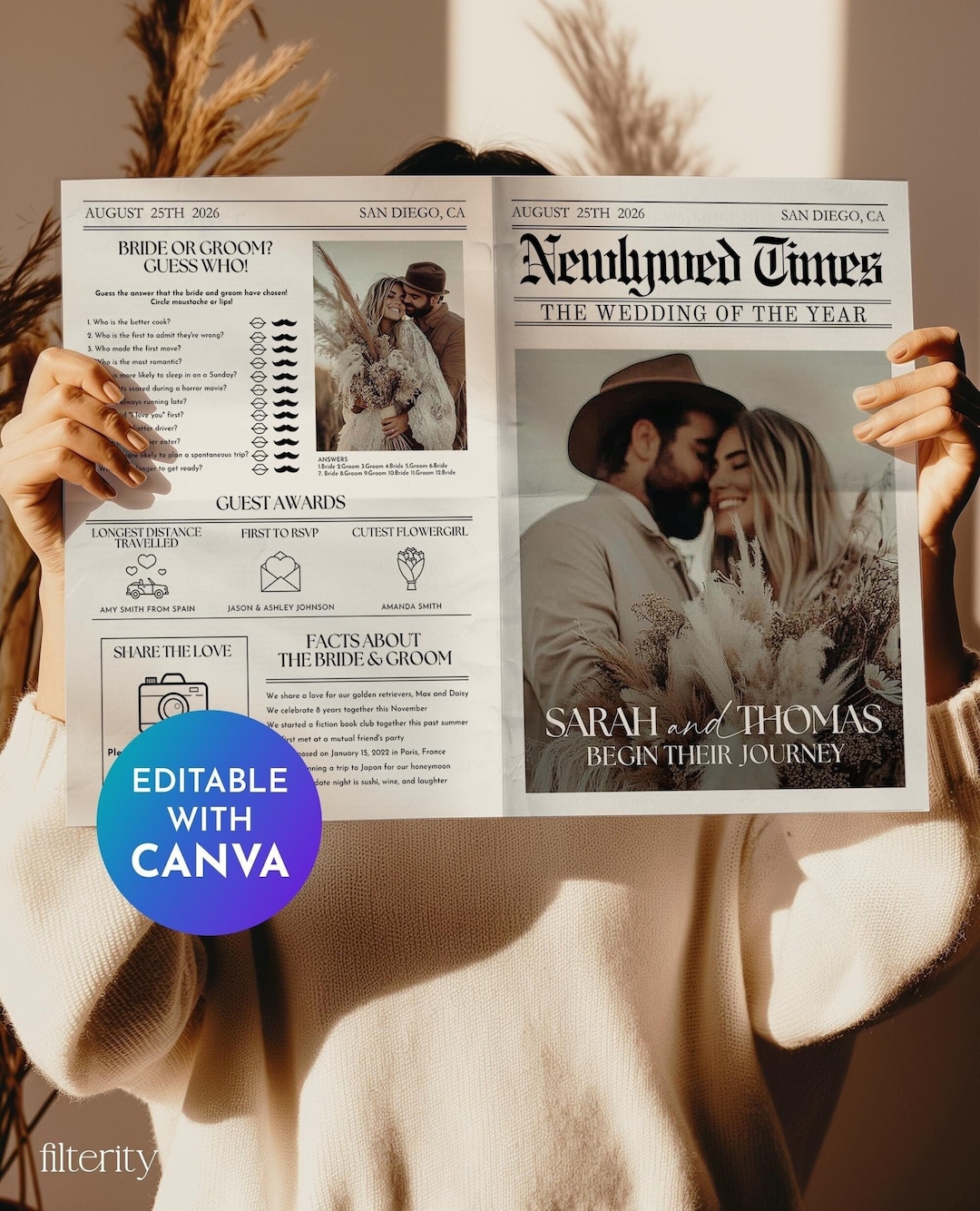 Wedding Newspaper Template With Photo, Wedding Newspaper Template ...