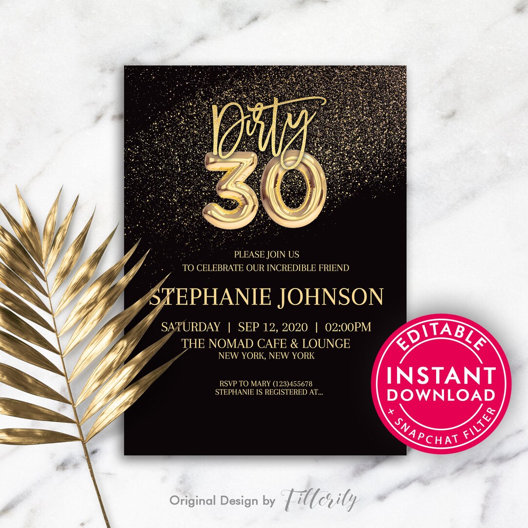 30th Birthday Party Invitations, Birthday Invitations, Birthday ...