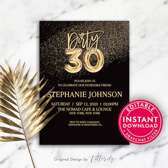 30th Birthday Party Invitations Birthday Invitations | Etsy