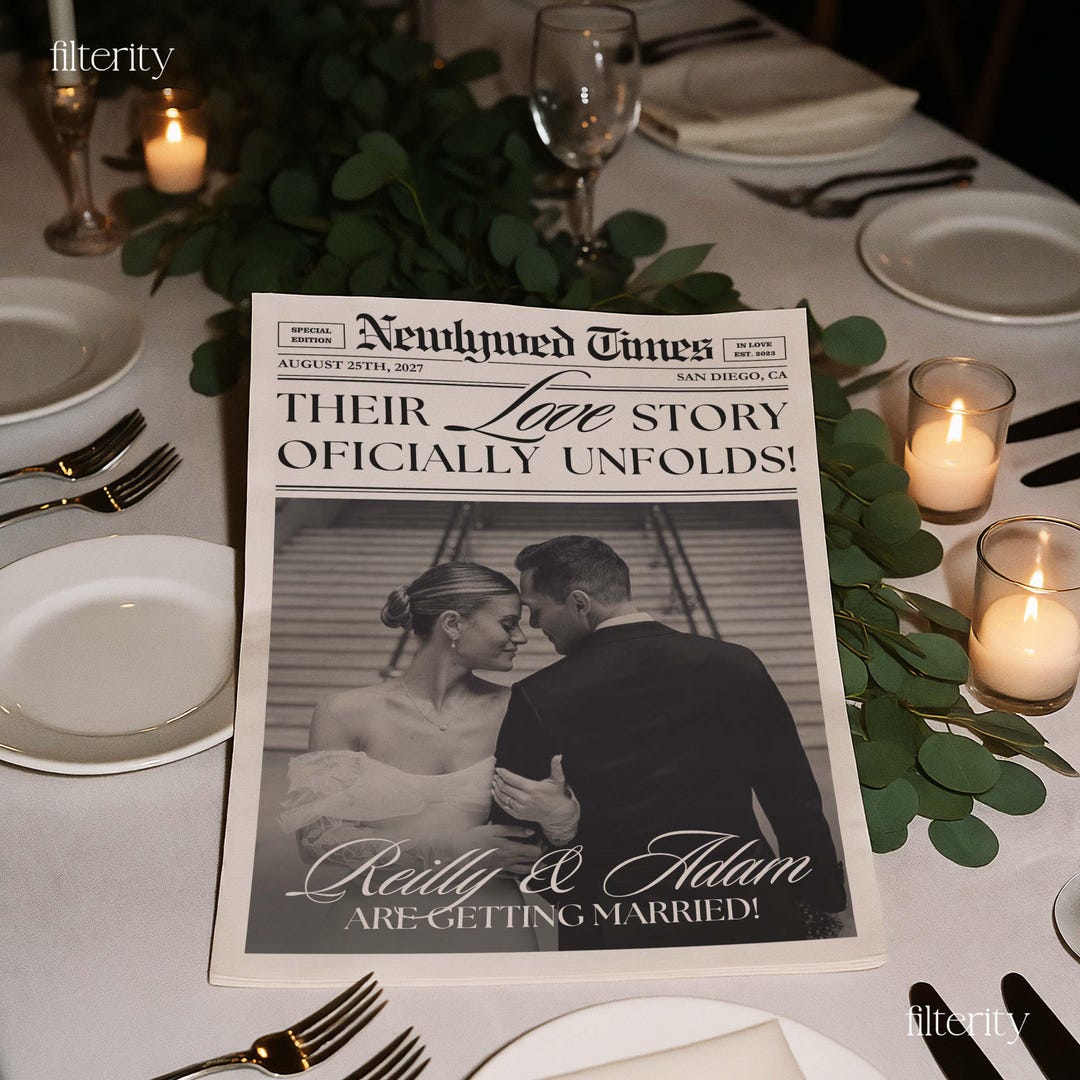 Wedding Newspaper Template Editable on Canva, Custom Crossword ...