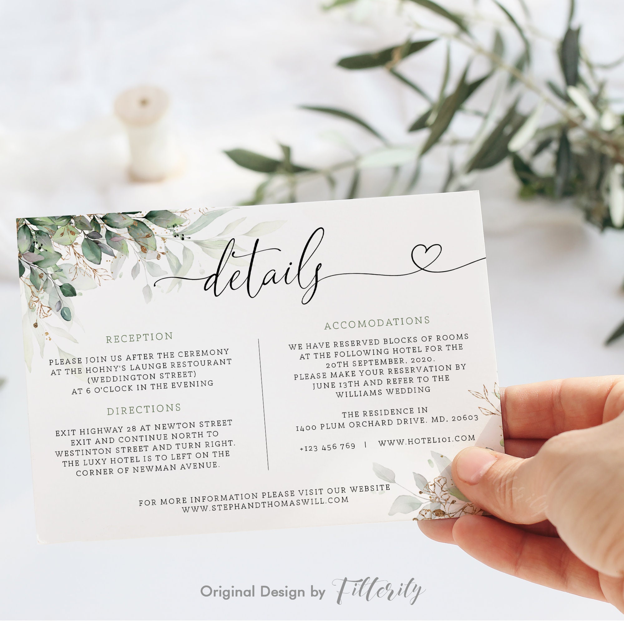 Details Card Template Wedding Details Card Wedding Details - Etsy