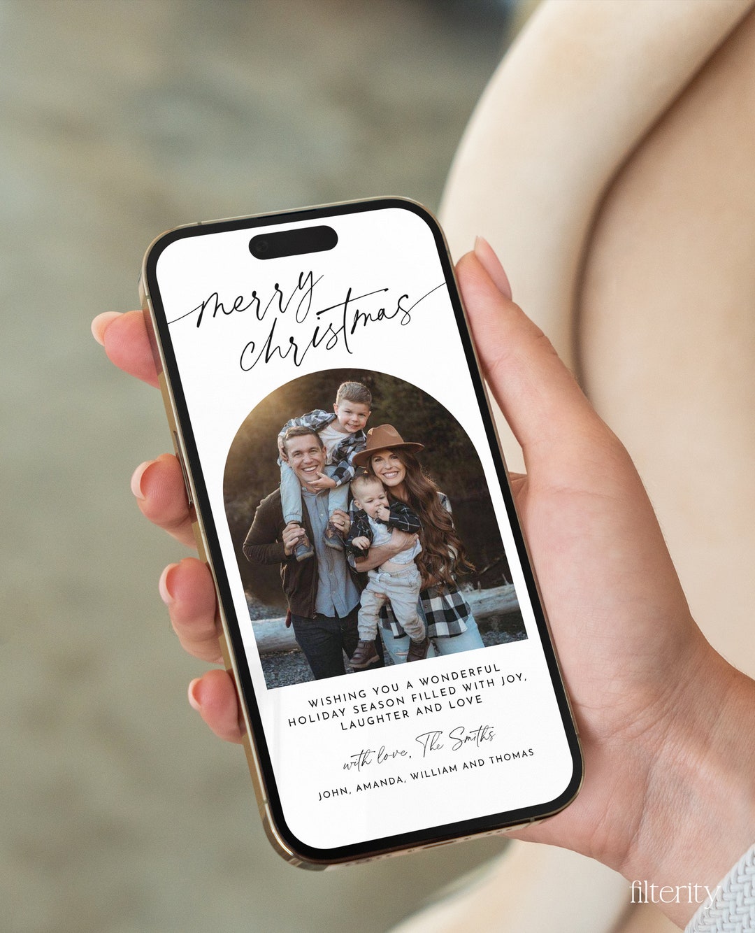 Digital Christmas Card Template With Photo, Holiday Card Template ...