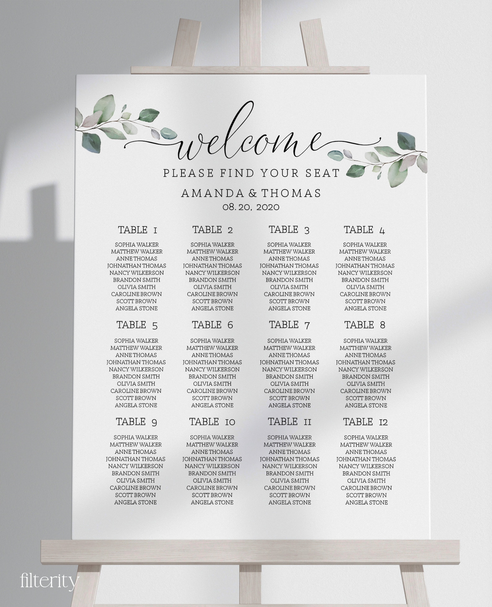 Wedding Seating Chart Template Printable Seating Chart - Etsy
