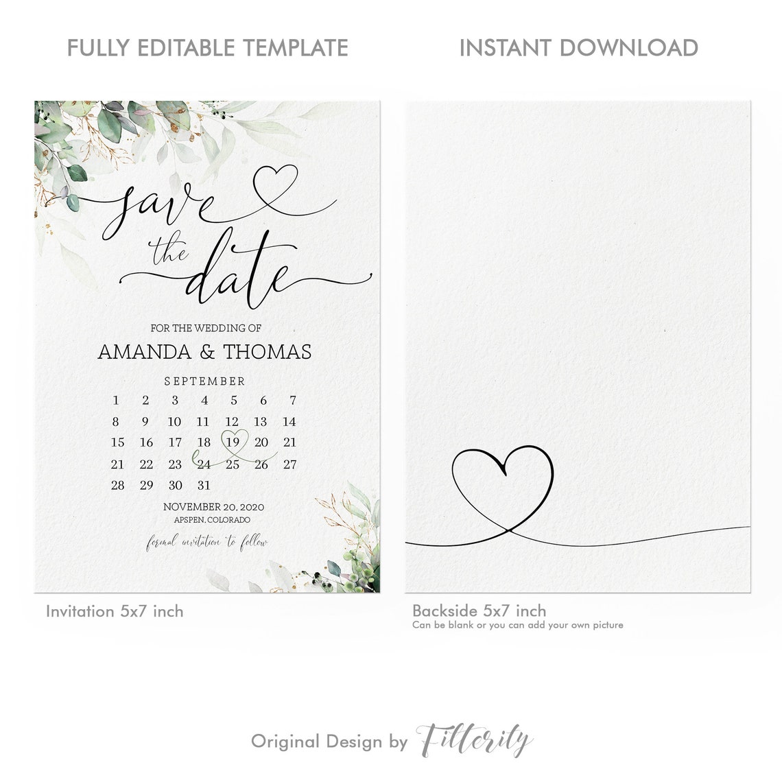 Save the Date Calendar Save the Date Template With Photo | Etsy