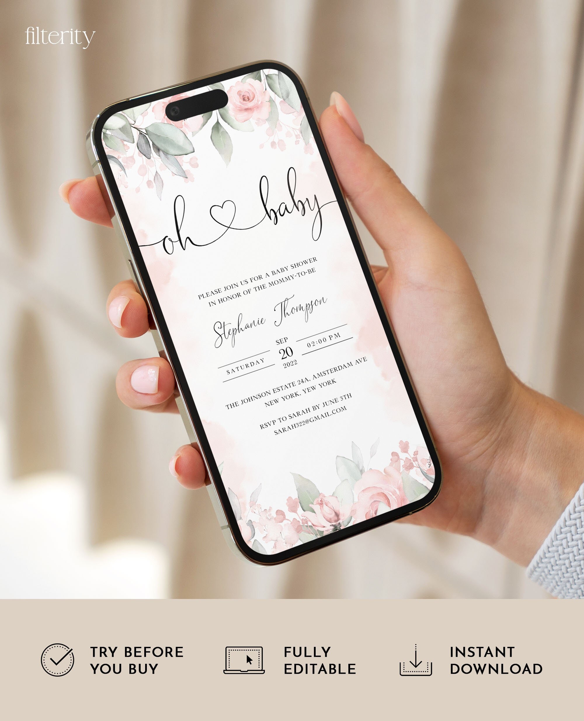 Baby Shower Invitation Digital Electronic Invitation - Etsy