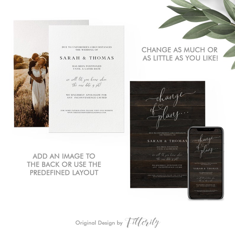 Change the Date, Save the Date, Change the Date Template, Postponed ...