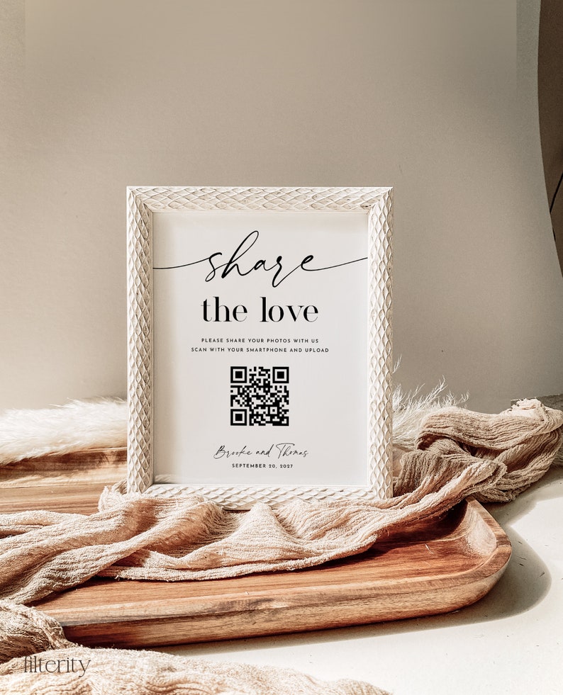 Share the Love QR Code Sign Wedding QR Code Sign Template - Etsy