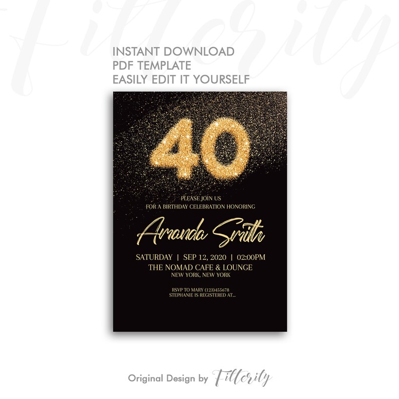 40th Birthday Party Invitations Birthday Invitations | Etsy