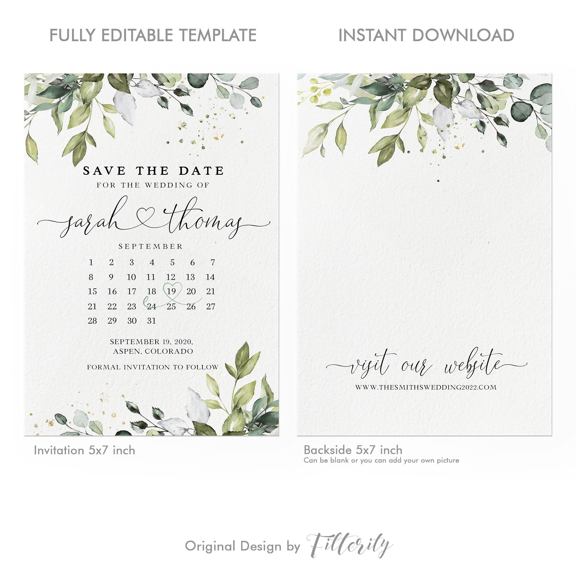 Save the Date Calendar Save the Date Template With Photo | Etsy