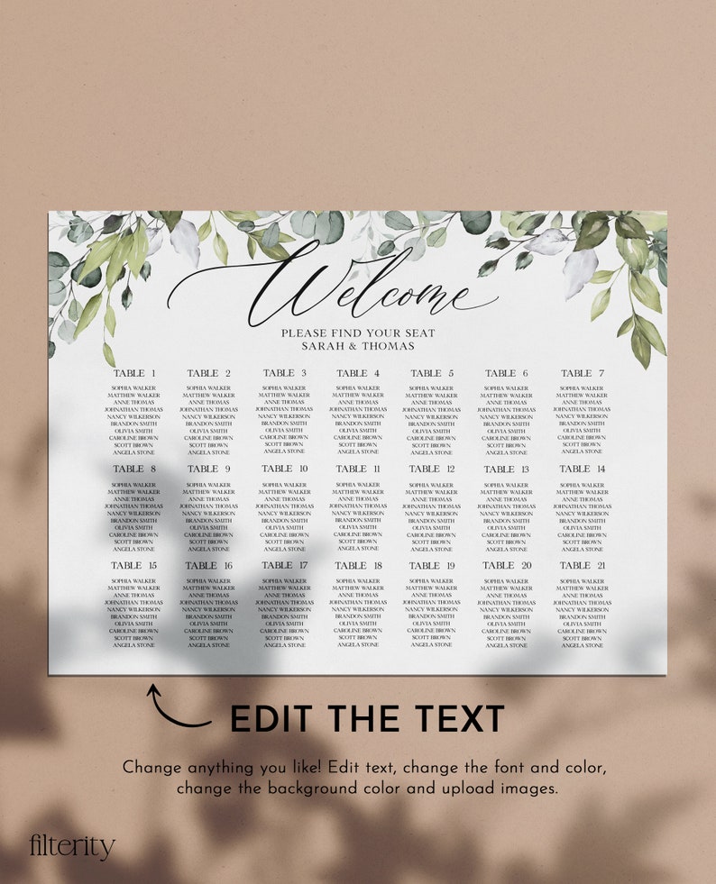 Wedding Seating Chart Template Wedding Seating Chart Board - Etsy