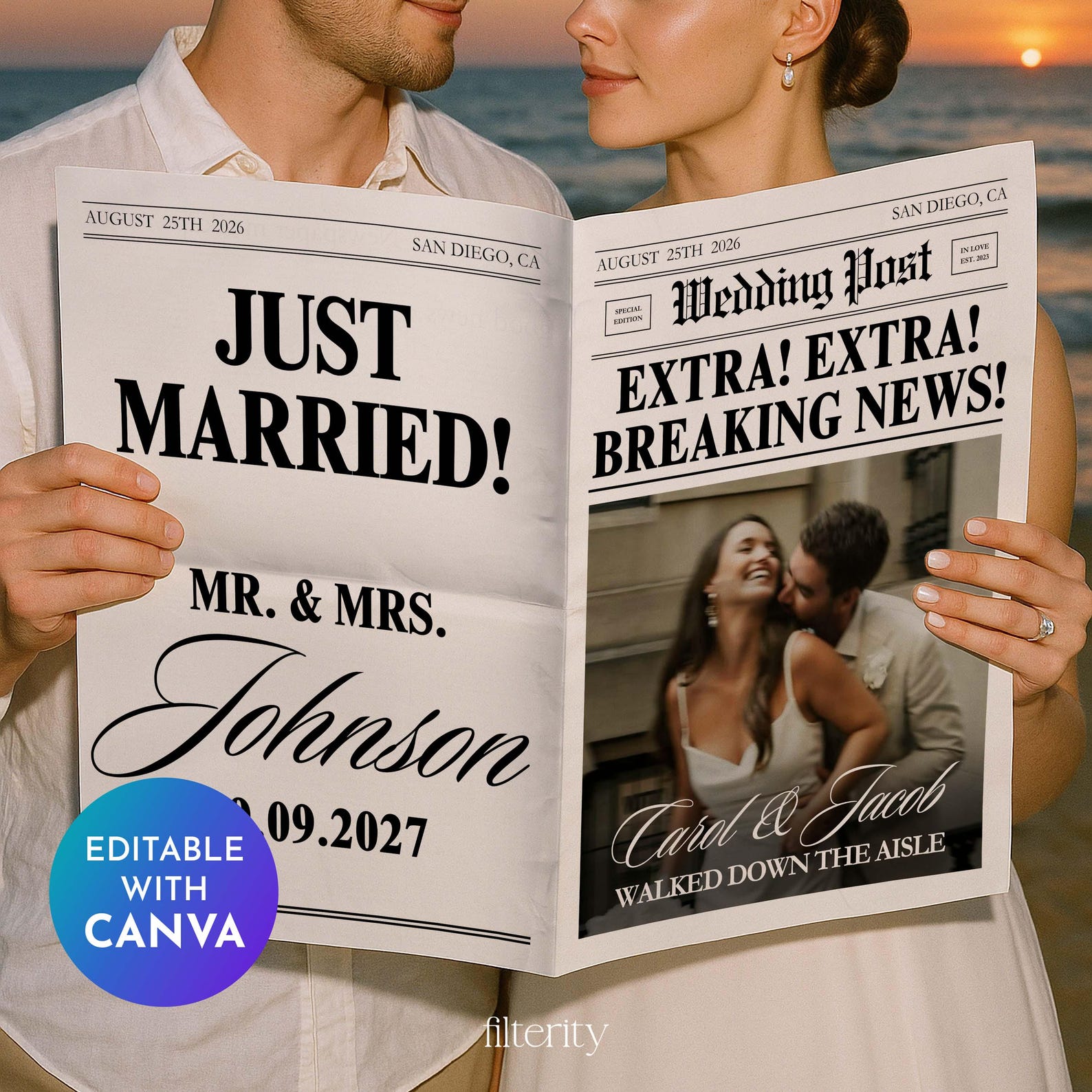 Wedding Newspaper Template With Photo, Wedding Newspaper Template ...