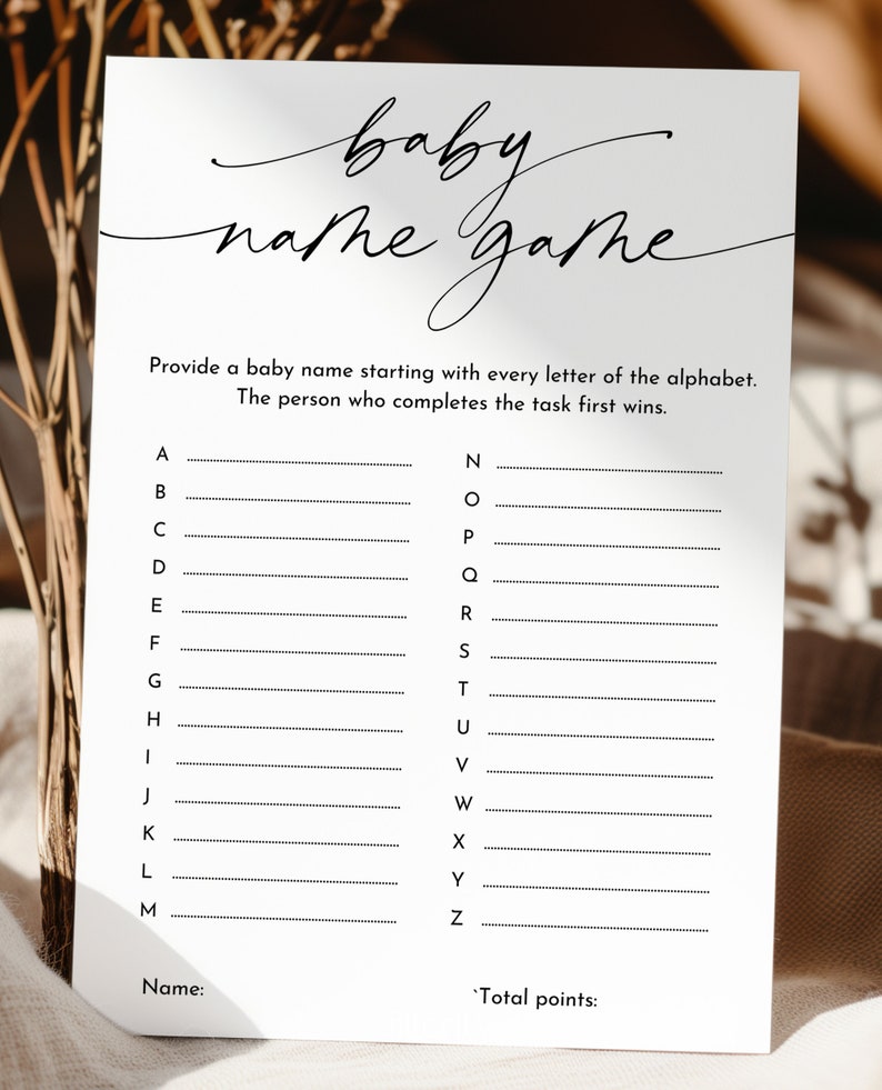 Baby Name Game - Printable Baby Shower Games, Baby Name Guessing Game ...