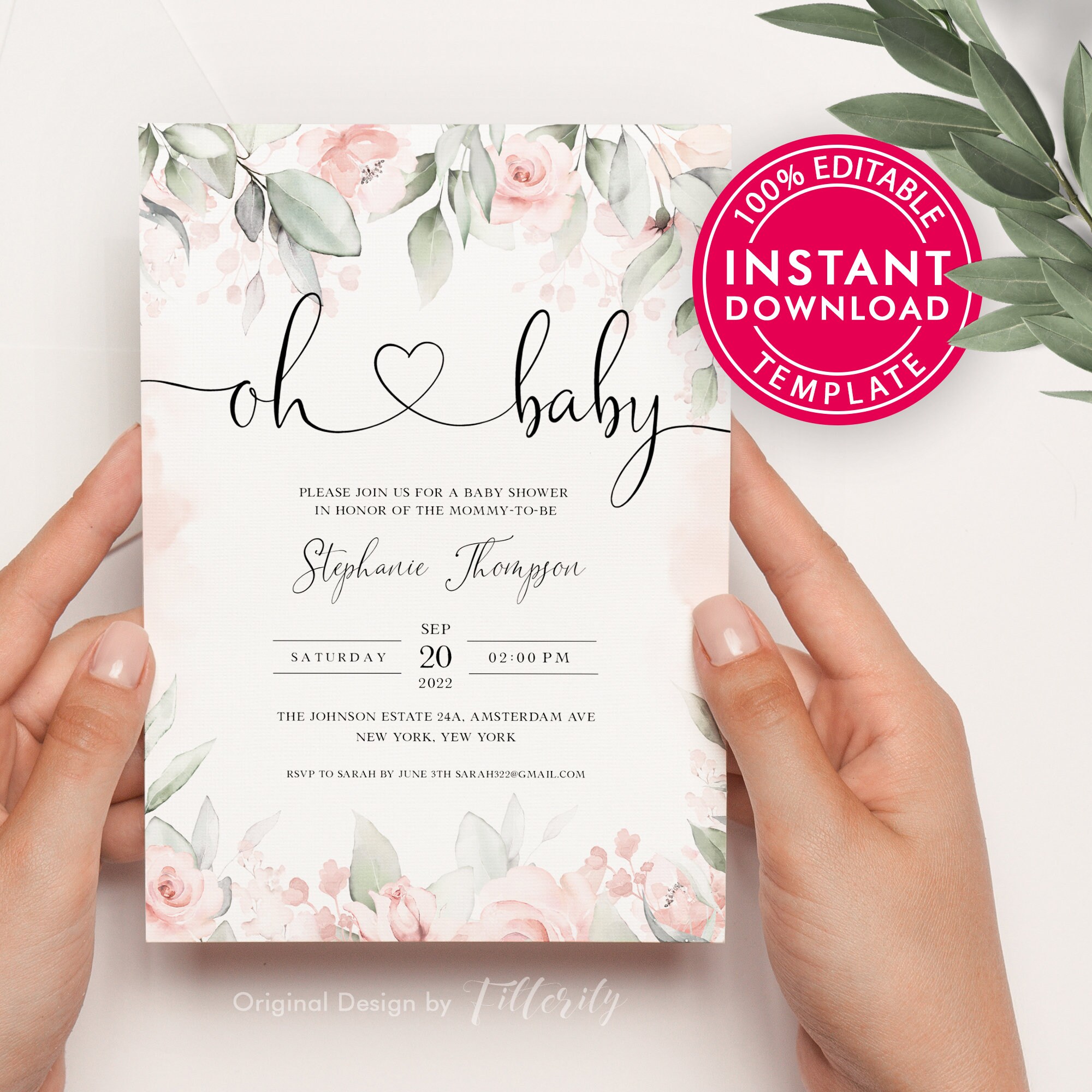 Baby Shower Invitation, Baby Shower Invite Girl, Girl Baby Shower ...