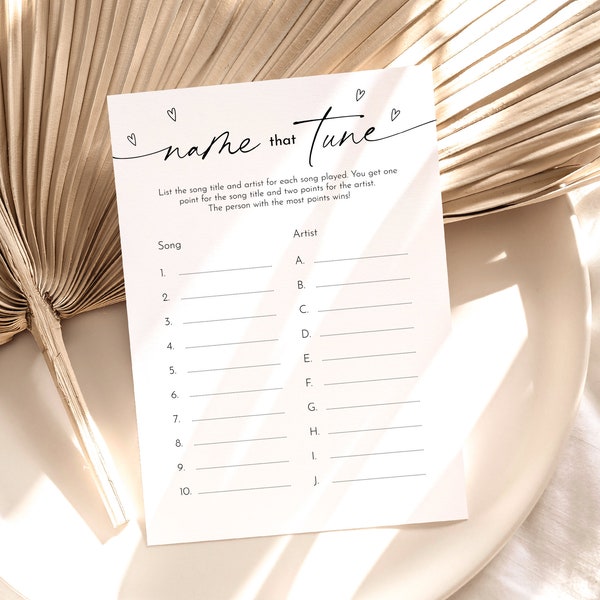 Name That Tune Game Template - Etsy