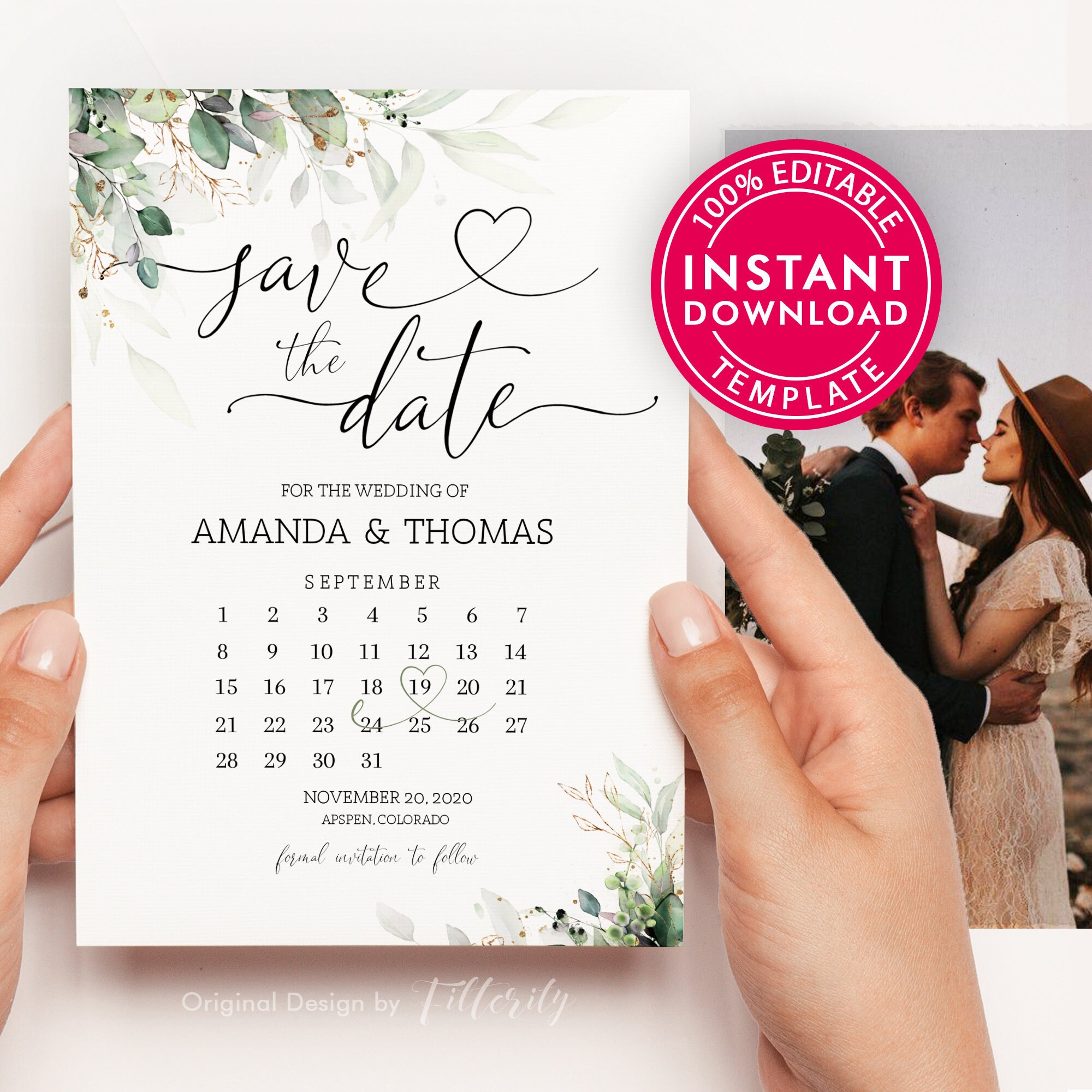 Cute Floral Wedding Save The Date Card Mark Your Calendar Postcard 