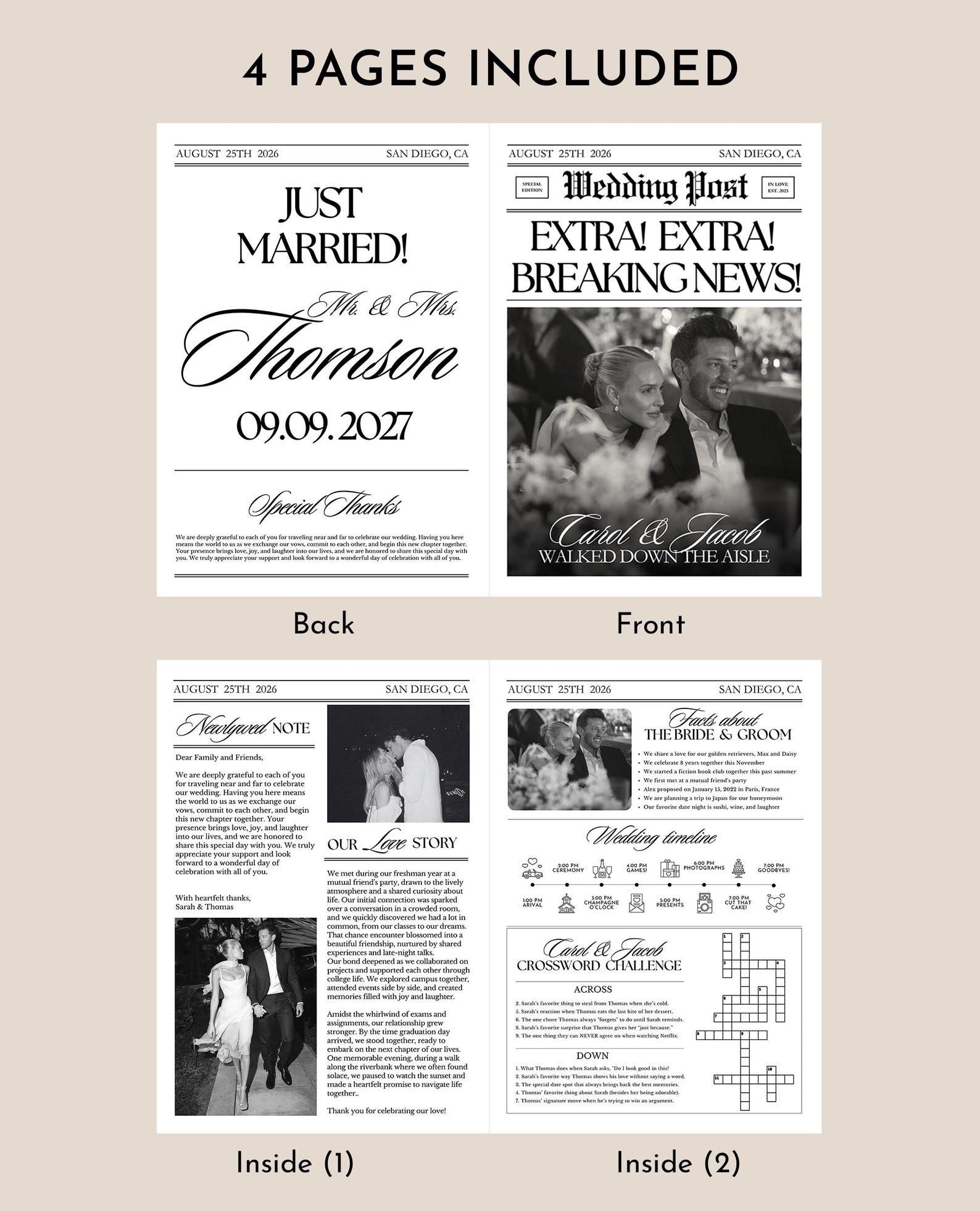 Wedding Newspaper Template With Photo, Wedding Newspaper Template ...