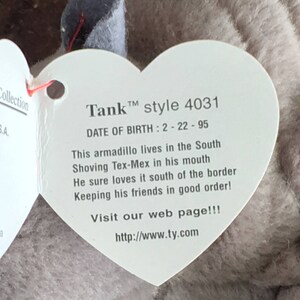 TY Beanie Baby, Tank P.V.C. style 4031 - Etsy